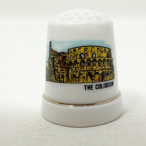 Art | Vintage Collectible Ceramic Thimble The Coliseum White With Gold ...
